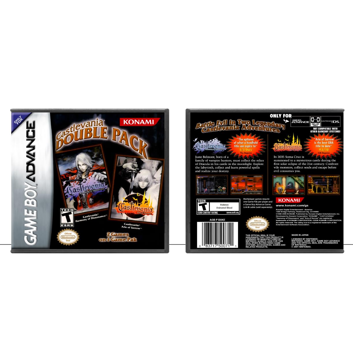 Castlevania: Double Pack - Harmony of Dissonance & Aria of Sorrow | (GBA) Game Boy Advance - Game Case Only - No Game