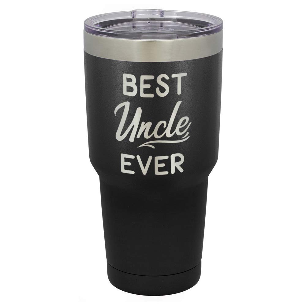 BEST UNCLE EVER Black 30 oz Tumbler With Straw and Slide Top Lid | Stainless Steel Travel Mug | Compare To Yeti Rambler