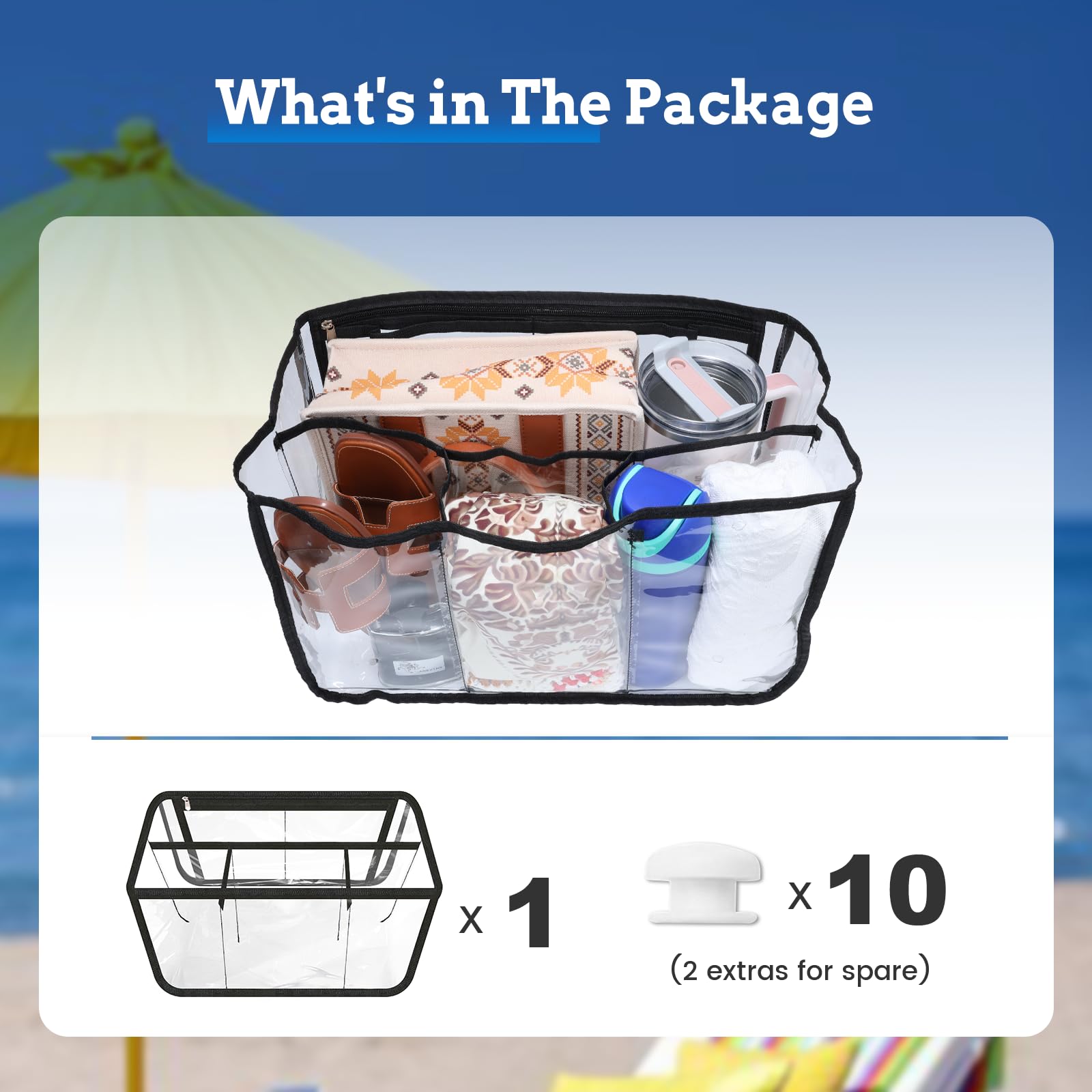 CASTNICH Beach Bag Organizer Original Accessories for Bogg Bag X Large Beach Bag Organizer Compatible with BoggBag Organizing Your Bag and Divide Space, Transparent