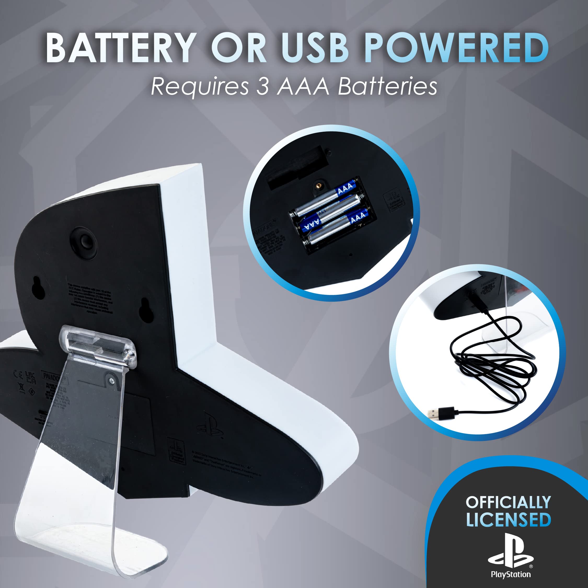 Paladone PlayStation Logo Light - Officially Licensed Merchandise with 3 Light Modes, Sound Reactive Mood Lighting for Gaming or Office Decor, Gift for Gamer, Powered by USB or Battery