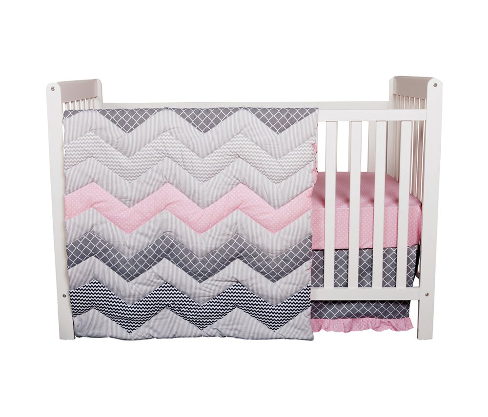 Trend Lab Cotton Candy 3 Piece Crib Bedding Set, Can Be Used As A Blanket Or A Playmat for Tummy Time, Includes Quilt, Fitted Crib Sheet and Skirt