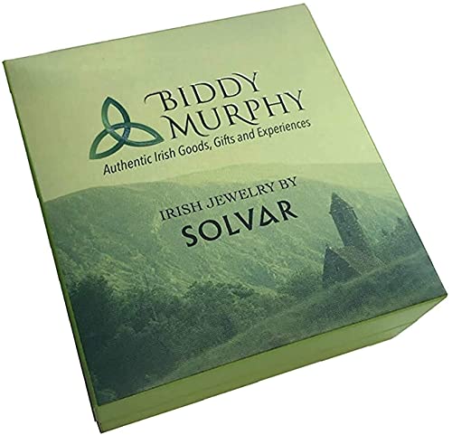 Biddy Murphy Shamrock Sterling Silver Green Enamel Charm Necklace, Sturdy 18" Box Chain, Lucky Irish Gift, Celtic Jewelry, Imported from Ireland