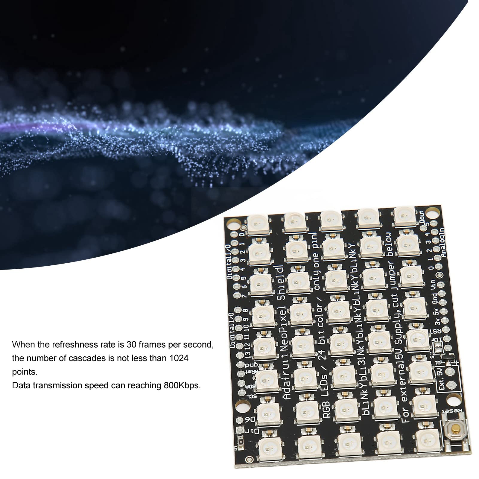 Color Light Development Board, Convenient WS2812B 5050 RGB LED Embedded Controller 800Kbps Transmission Rate Full Color for Hotel