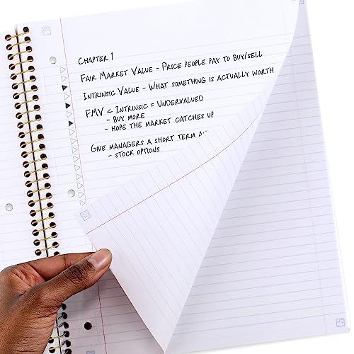 Five Star Spiral Notebooks + Study App, 3 Pack, 1-Subject, College Ruled Paper, 200 Sheets, 11" x 8-1/2", Forest Green, Fire Red, Pacific Blue (820189-ECM)