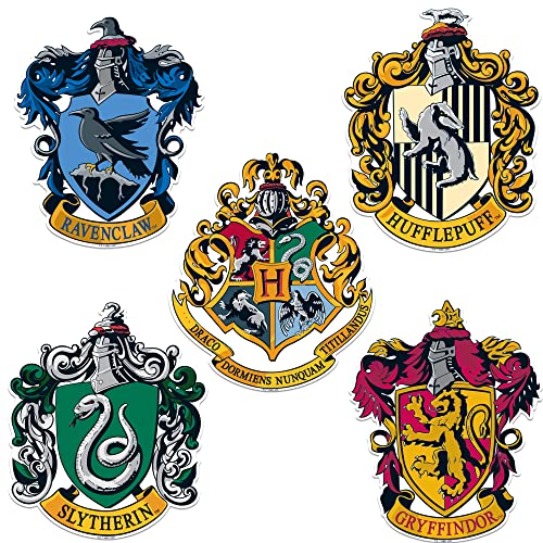 Harry Potter House Crests Sticker Pack Die Cut Vinyl Large Deluxe Stickers Variety Pack - Laptop, Water Bottle, Scrapbooking, Tablet, Skateboard, Indoor/Outdoor - Set