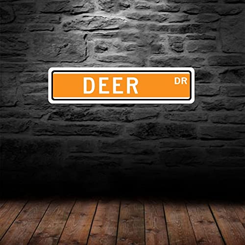 Metal Name Sign Deer Street Sign Street Warning Sign - Heavy Duty Rust-proof Metal Frame, Shipped from USA 4" x 16"