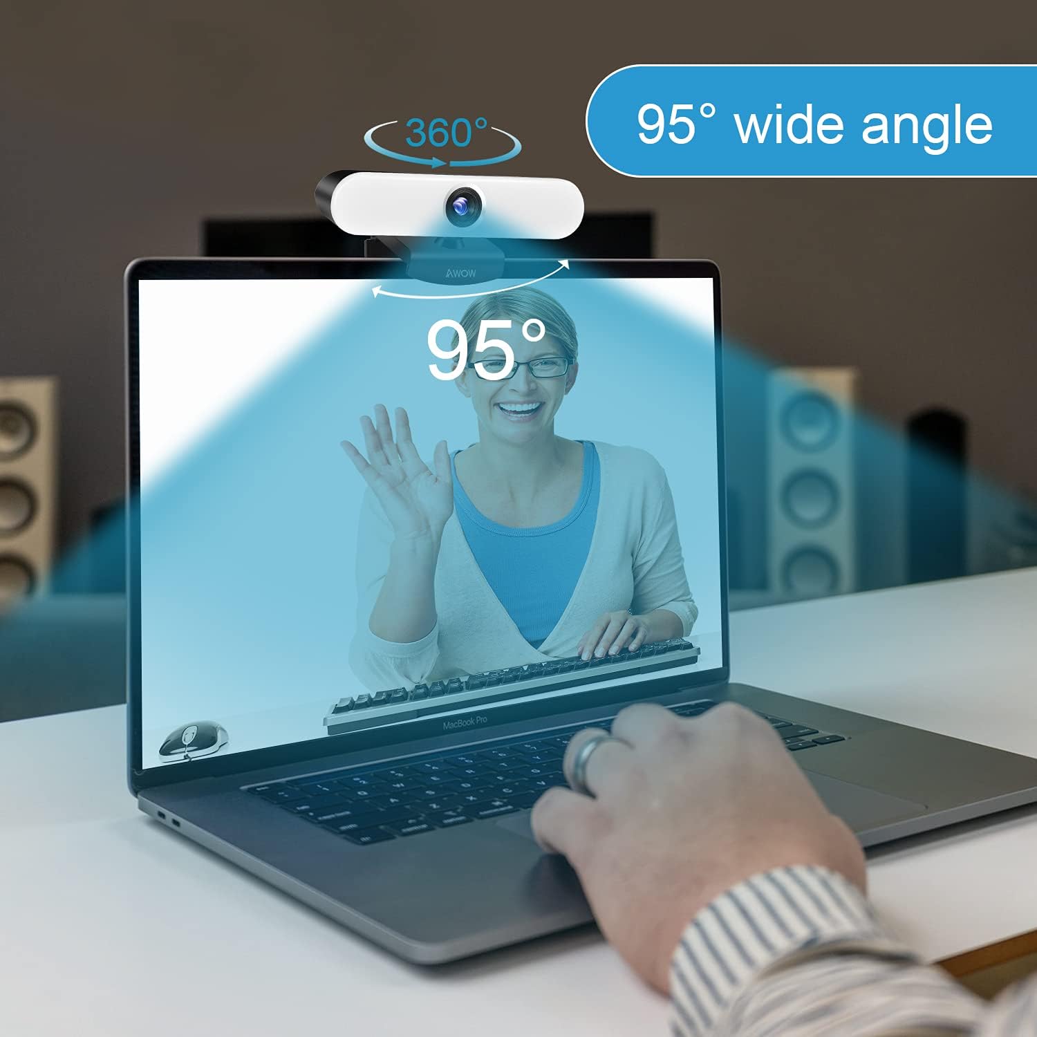 AWOW USB Webcam,1080P Streaming Webcam with Microphone for PC, MAC, Laptop, Plug and Play Web Camera with Touch Control Light for YouTube, Skype, Video Calling, Studying, Conference, Teams, Zoom