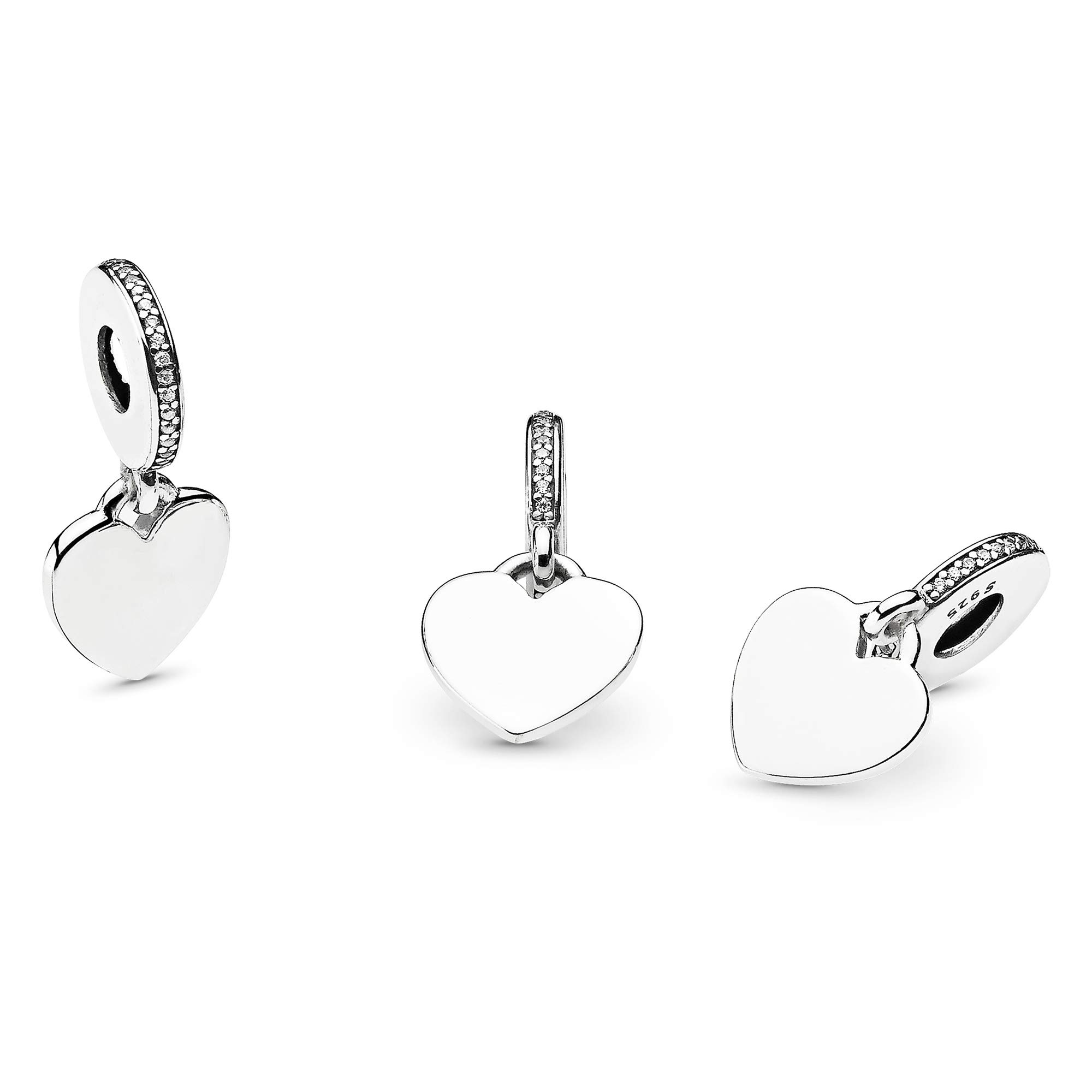 PANDORA Heart Dangle Charm - Compatible with PANDORA Moments Bracelets - Jewelry for Women - Made with Sterling Silver & Cubic Zirconia
