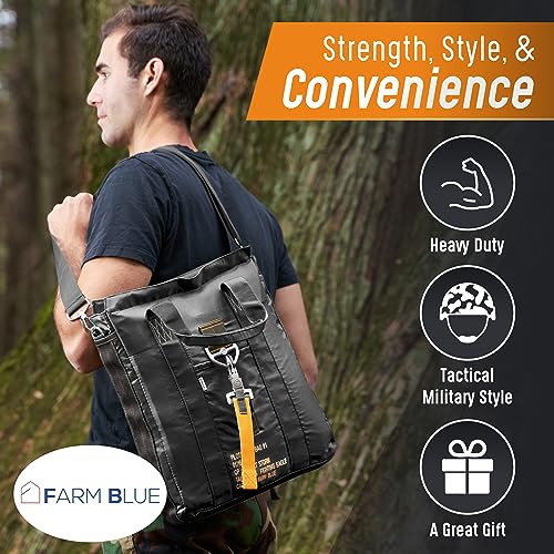 Farm Blue Tactical Aviator Flight Bag β Para Rescue Parachute Style- Medium Size Pilot Laptop Crossbody Briefer -Stealth Black