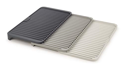 Joseph Joseph 85178 Tier Expandable Draining Mat, Gray, UK 2 & Spot-On Set of 2 Silicone Trivets, One Size, Gray