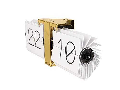 Karlsson Flip Clock No Case White, Brass Stand, Steel, 8.5 x 36 x 14 cm