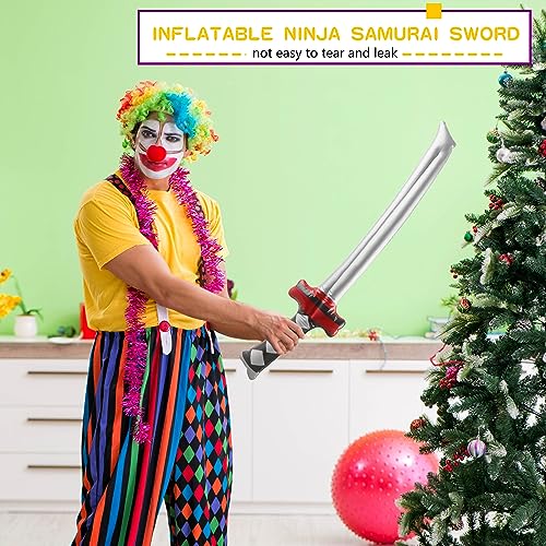 Cotiny 16 Pack Inflatable Ninja Sword Samurai Sword Toy Weapons Inflatable Katana Blow Up Costume Sword for Kids Adults Swimming Pool Party Ninja Cosplay Accessories