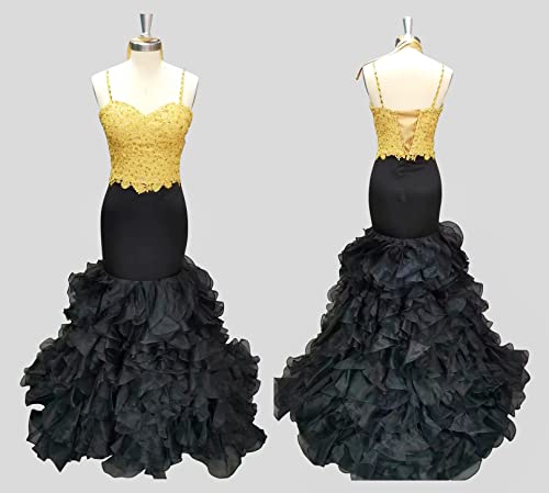 Fanciest Women's Spaghetti Straps Prom Dresses 2023 Mermaid Long Appliques Formal Evening Gown Red US14