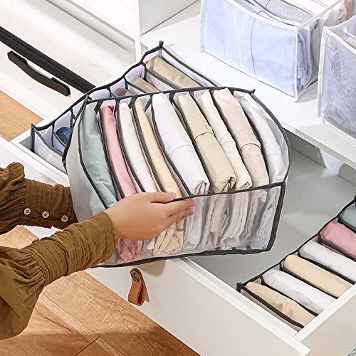 Wardrobe Clothes Organizer,Washable Clothes Organizer for Folded Clothes, Mesh Clothes Storage Organizer for Leggings, Skirts, T-shirts, Jeans, Scarves(9 grids for T-shirt)