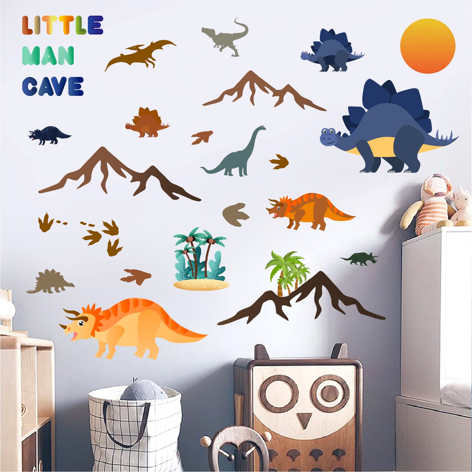 Colorful Dinosaur Wall Decals Peel and Stick