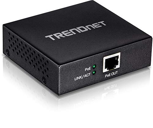 TRENDnet Gigabit PoE+ Repeater/Amplifier, 1 x Gigabit PoE+ in Port, 1 x Gigabit PoE Out Port, Extends 100m for Total Distance Up to 200m (656 ft), Supports PoE(15.4W) & PoE+(30W), Black, TPE-E100