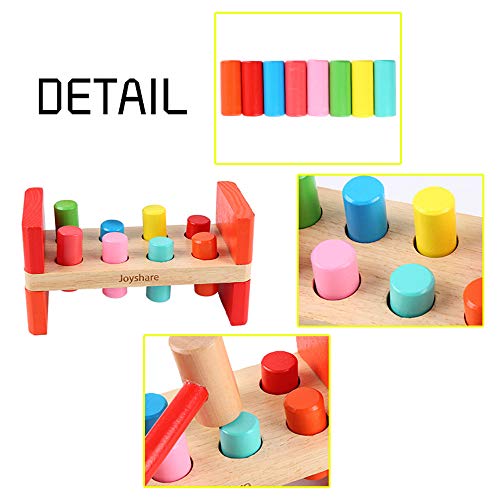 Joyshare Pounding Bench Wooden Toy with Mallet, Hammer Toys for Toddlers 2-3 4 5 Year Old