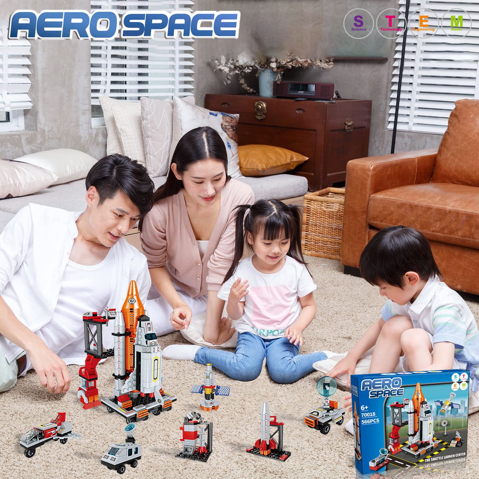 Space Shuttle Rocket Toys 12 in 1 Toy Building Sets STEM Building Blocks Aerospace Rocket Launcher Educational Birthday Gift for Kids Boys Girls 6 7 8 9 10 11 12+ Years Old (566Pieces)
