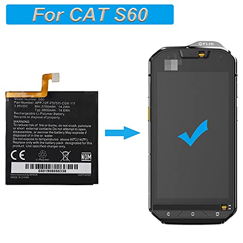 E-YIIVIIL Replacement Battery Cat S60 Compatible with Caterpillar Cat S60 APP-12F-F57571-CGX-111 Battery