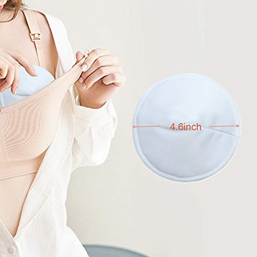 Jakuva 16 Pack Organic Bamboo Nursing Nipple Pads with Laundry Bag, Reusable Nursing Bra Pads, Ultra Soft, Leak-Proof, Washable Nipplecovers for Breast Feeding (Medium, 3.9")