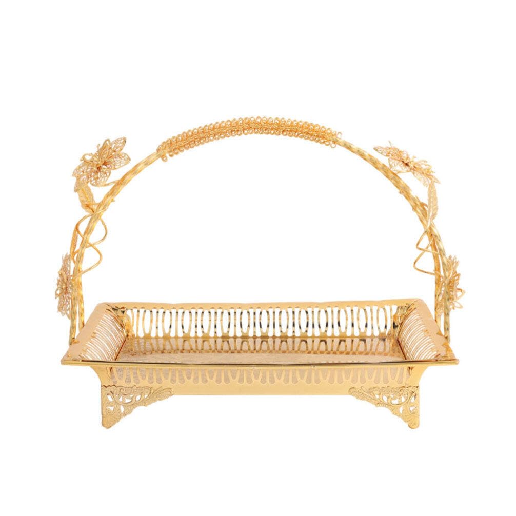 Cabilock Countertop Fruit Basket Bowl Vegetable Tray Iron Handle Fruit Basket European Style Metal Snack Serving Plate Nuts Bread Storage Tray Vintage Containers Dish Candy Holder