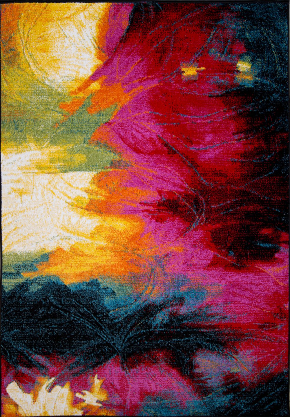 Home Dynamix Splash Mondrian Area Rug 19.6"x31.5", Abstract Black/Blue/Pink/Yellow