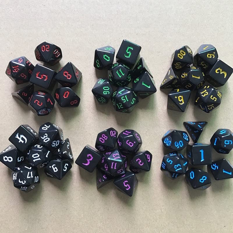 ZYM305 7PCS/LOT Acrylic Black Dice 5 Kinds Option Digital Dice Game Accessories Set Games Dice (Color : 5)