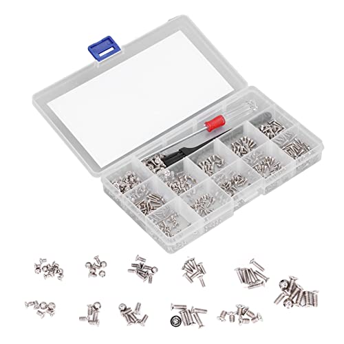 ComputerScrews Kit, Tight Even Threads ComputerScrew 600Pcs Flathead Standard Metric Replacement with ScrewdriverBrush for Laptop