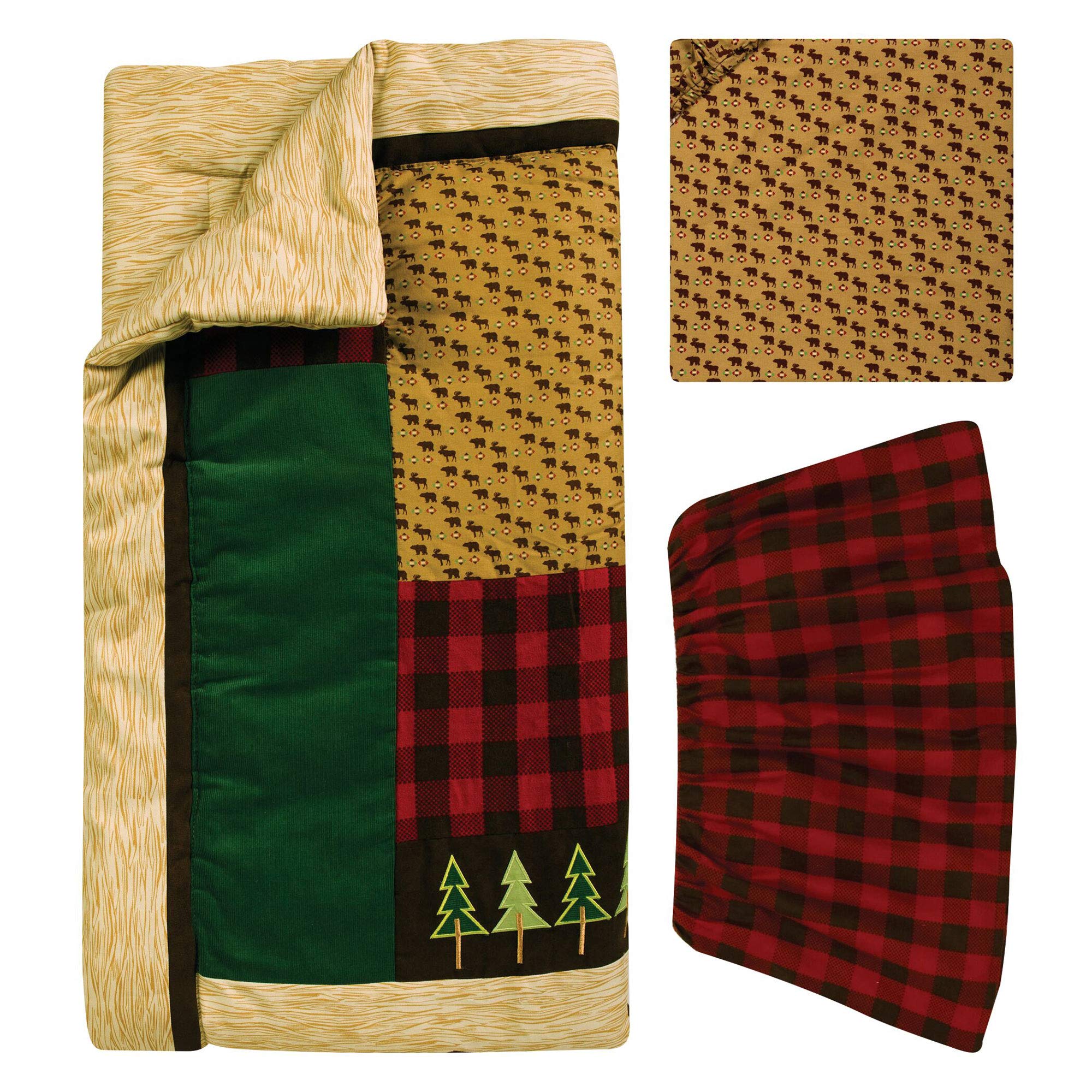 Trend Lab Northwoods 3 Piece Crib Bedding Set, Can Be Used As A Blanket Or A Playmat for Tummy Time, Includes Quilt, Fitted Crib Sheet and Skirt