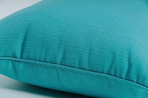 Pillow Perfect Forsyth Solid Indoor/Outdoor Lumbar Pillow Plush Fill, Weather and Fade Resistant,, Lumbar - 11.5" x 18.5", Blue , 2 Count
