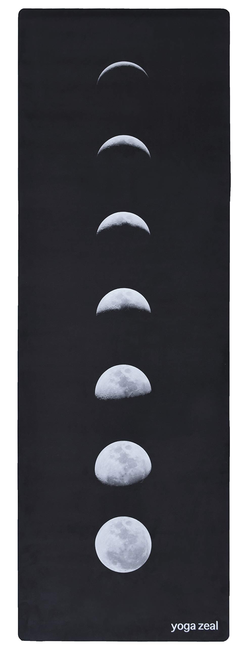 Black Lunar Mat by Yoga Zeal - Luxuriously Soft, Thick, Non-Slip, Hot Yoga Mat. Eco Printed. Designed to grip better with a sweaty yoga practice