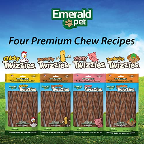 Emerald Pet Twizzies Rawhide Free 100% Digestible Natural Dog Lasting Chew Treats, Made in USA, Size 9 Piggy Pig Multipack