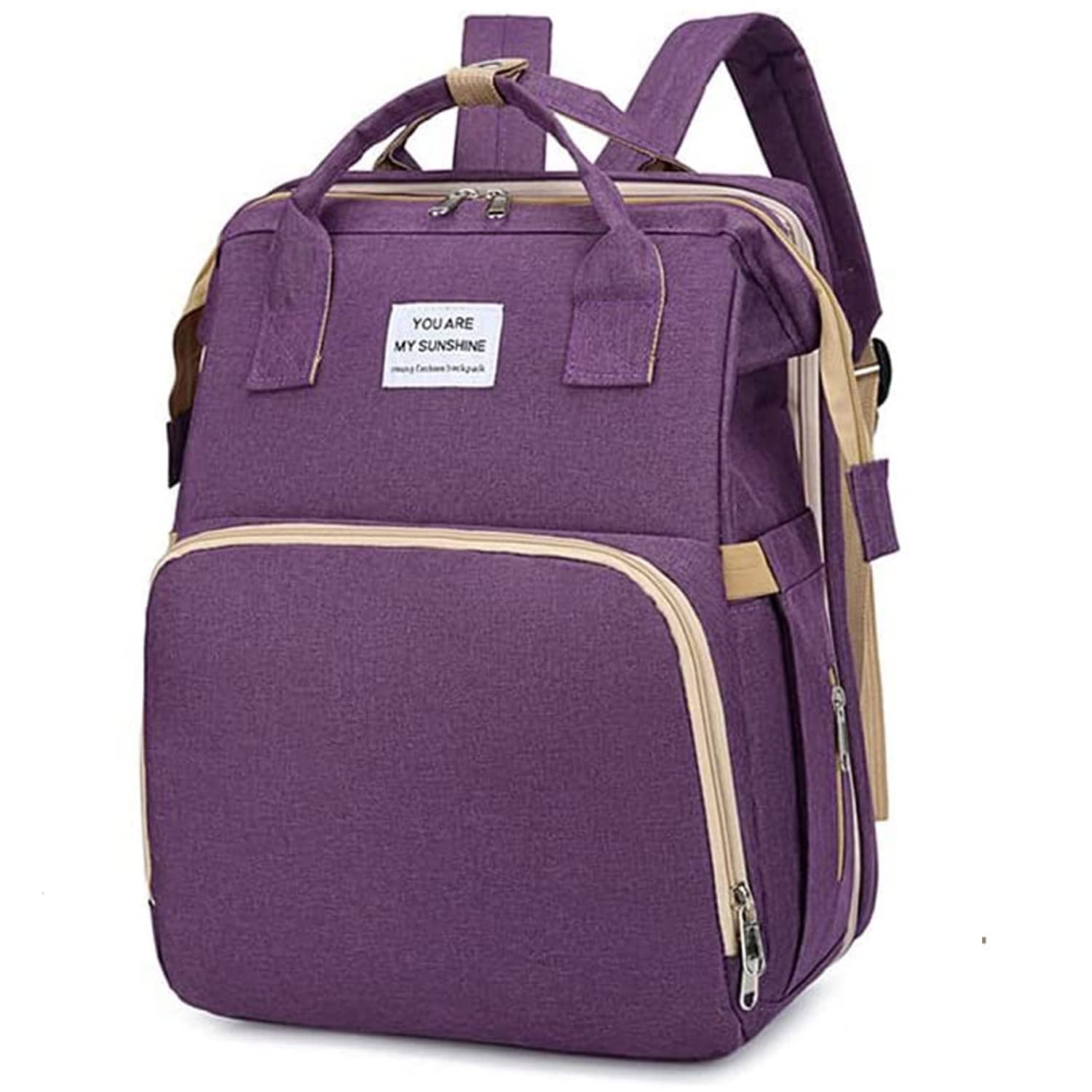 Diaper Bag Backpack with Changing Station, Nappy Baby Bags with Portable Changing Pad Waterproof Multi-Function Travel Portable Mommy Bag(Purple)