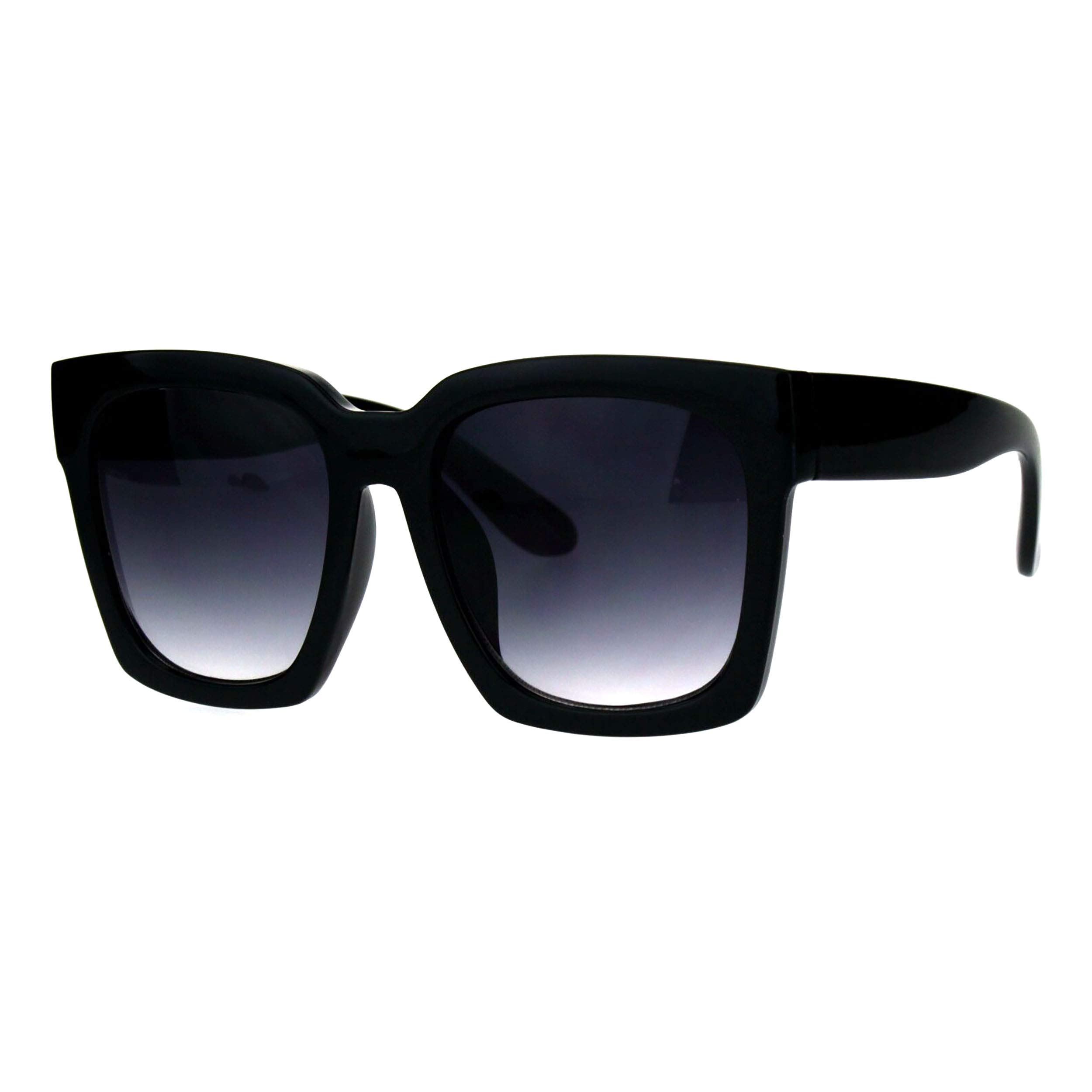 JuicyOrange SUPER Oversized Square Sunglasses Womens Modern Hipster Fashion Shades (shiny black (gradient lens), 55.5)
