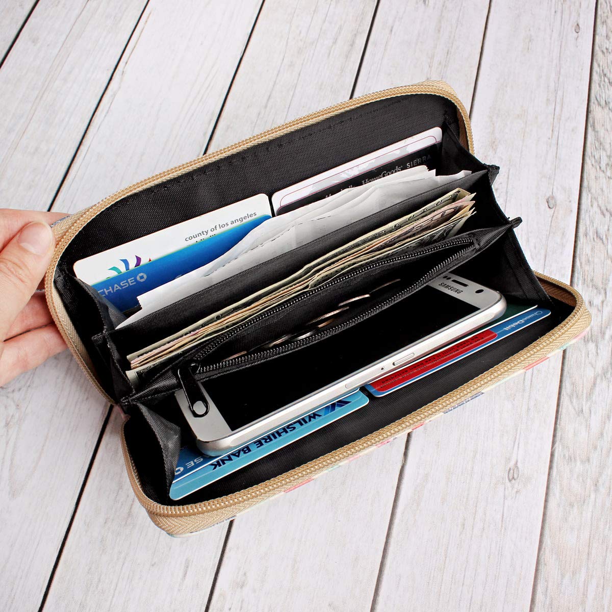 MYS Collection RIAH FASHION Rainbow Glitter Zip Around Wallet - Sparkly Confetti Single Zipper Clutch Purse with Card Slots (Rainbow - Red)