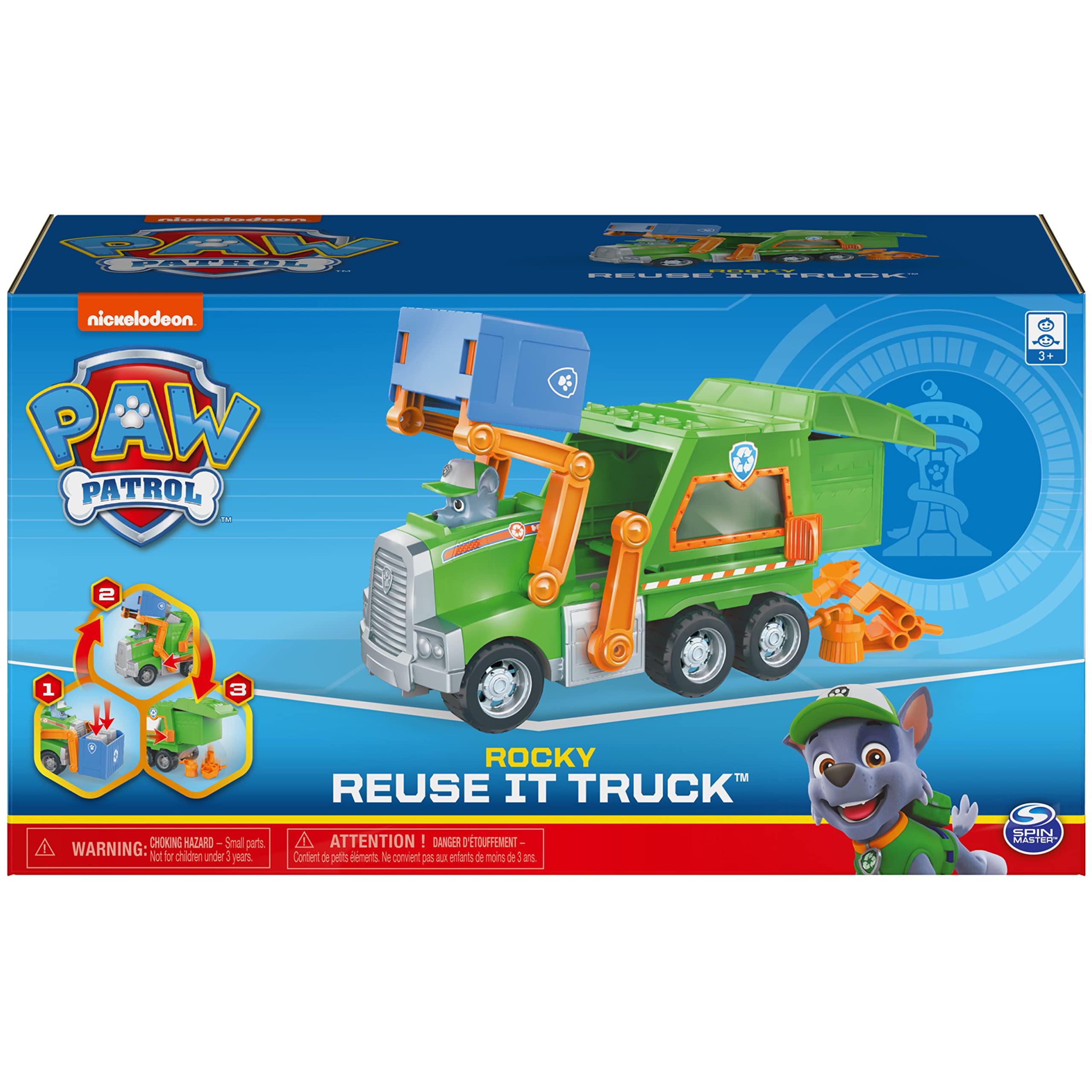 Paw Patrol, Rocky’s Reuse It Deluxe Truck with Collectible Toy Figure and 3 Tools, for Kids Aged 3 and up