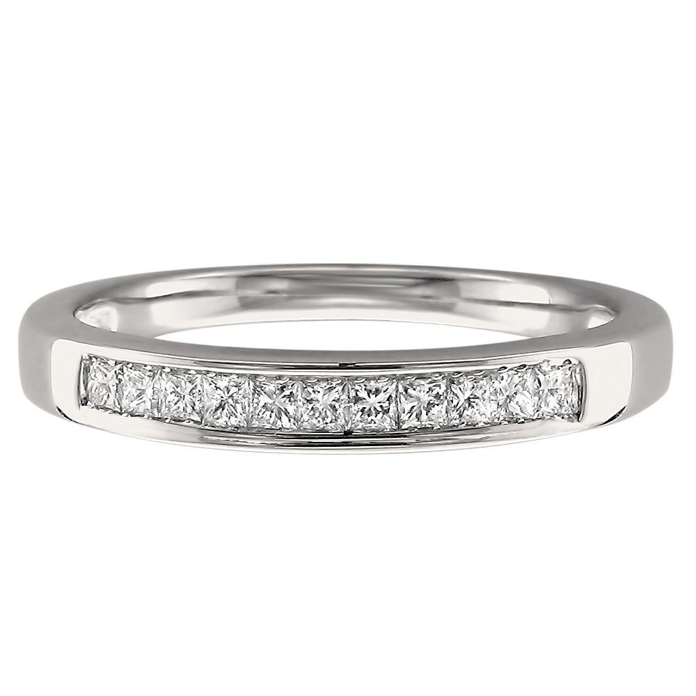 Beyond Brilliance 1/4 Carat Diamond, Channel-Set 14K White Gold Princess Cut Diamond 11-stone Bridal Wedding Band Ring (J-K, SI1-SI2)