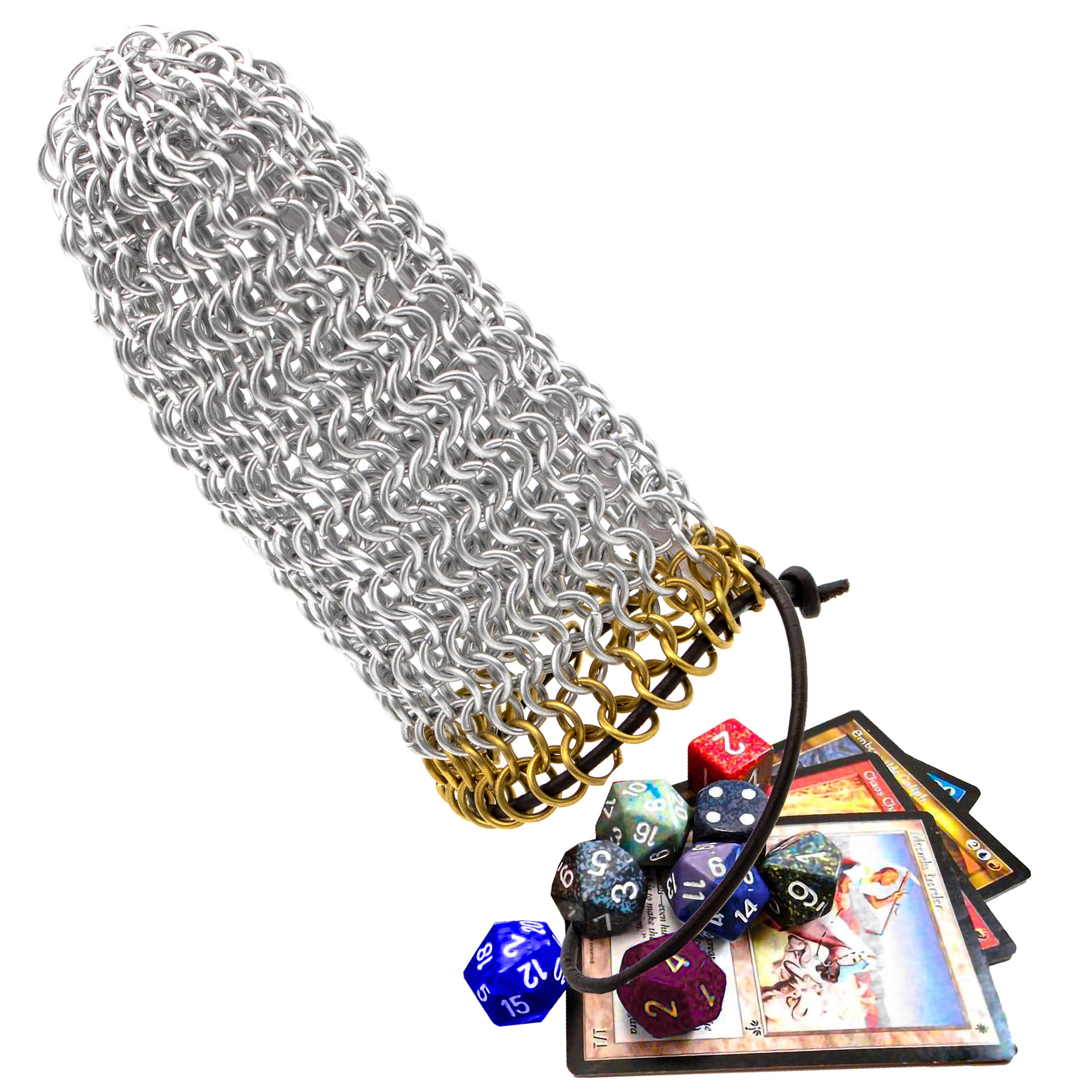 Mythrojan Chainmail DnD Dice Bag Drawstring Medieval Role Playing LARP Dice Pouch