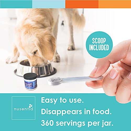 NUSENTIA Probiotics for Dogs -(360 Scoops)-Probiotic Miracle -Advanced, Species Specific Probiotics and Prebiotics to Stop Diarrhea, Loose Stool, and Yeast-Plus Immune Support
