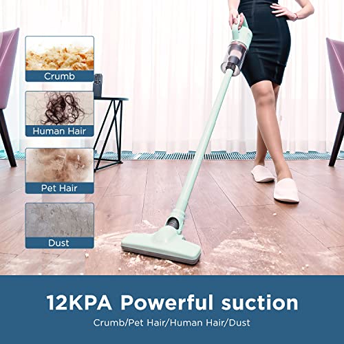 KEROMEE Corded Stick Vacuum Cleaner, 12kpa Powerful Suction Handheld Vacuum Cleaner with Crevice Tool, Small Vacuum Cleaner for Hardwoods, Pet Hair, Carpets, Staircases, and Sofas