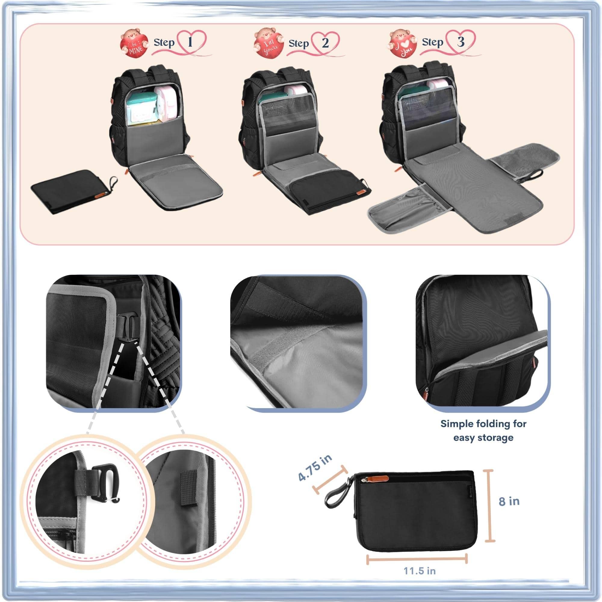Comfynana Baby Diaper Bag Backpack with Changing Station, Diaper Bags for Baby Girl Boy