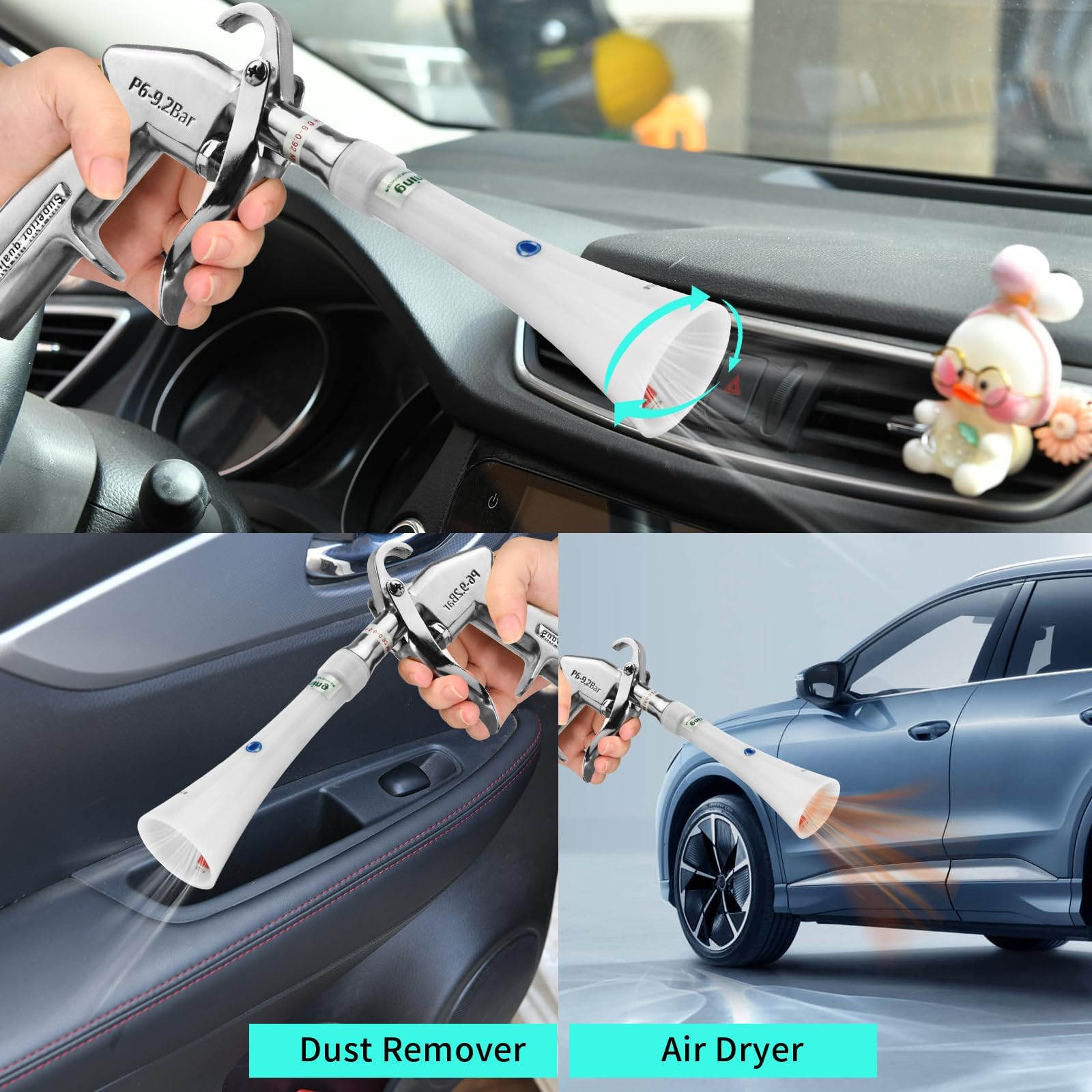 GOCCIDA Air Blow Gun with Brass Adjustable Air Flow Nozzle,Cleaning Gun Quickly Blasts Dirt and Dust from Surface Works with Air Compressor