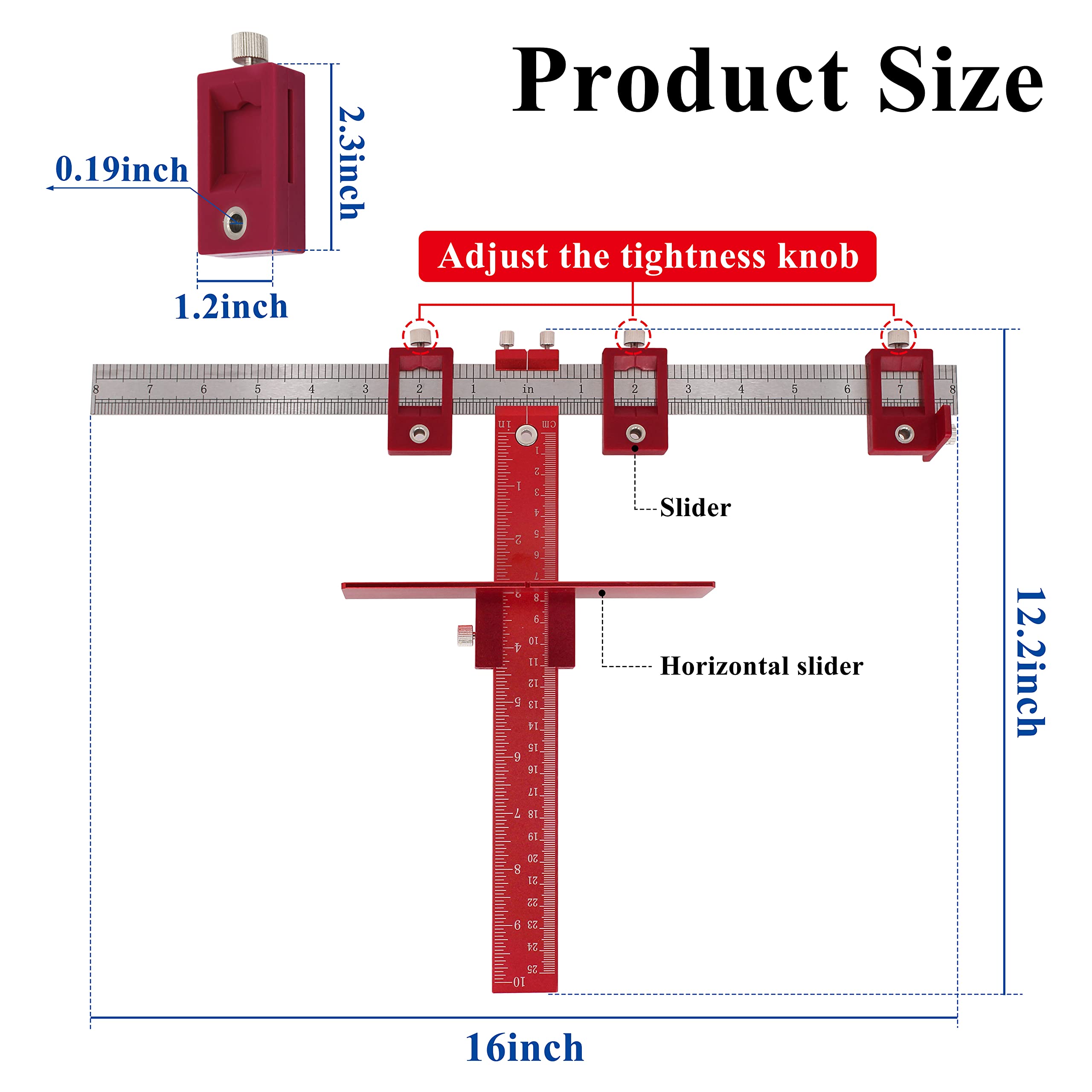 Cabinet Hardware Jig Tool Both Inch and Metric for Handles and Knobs Drawer Guide Jig on Doors and Drawer Fronts, Fastest and Most Accurate Knob & Pull Jig Improve for inch Scale