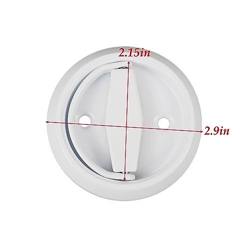 FarBoat 1 Set Single Side Recessed Flush Door Locks 304 Stainless Steel Round Sliding Door Pull Lock Hidden Privacy Door Lock Locker Knobs Handles (White)