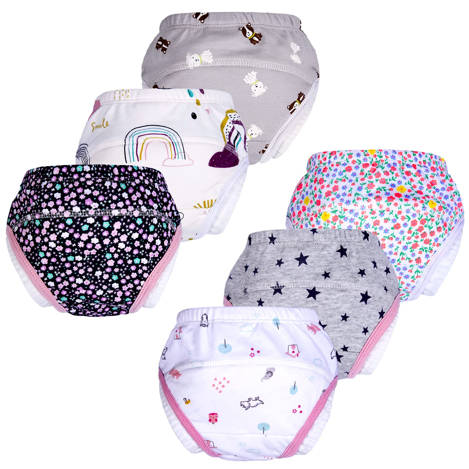 BIG ELEPHANT Baby Potty Training Pants, Ultra Wide Pee-Proof Side Wing Underpants 6 Pack, 12-24 Months