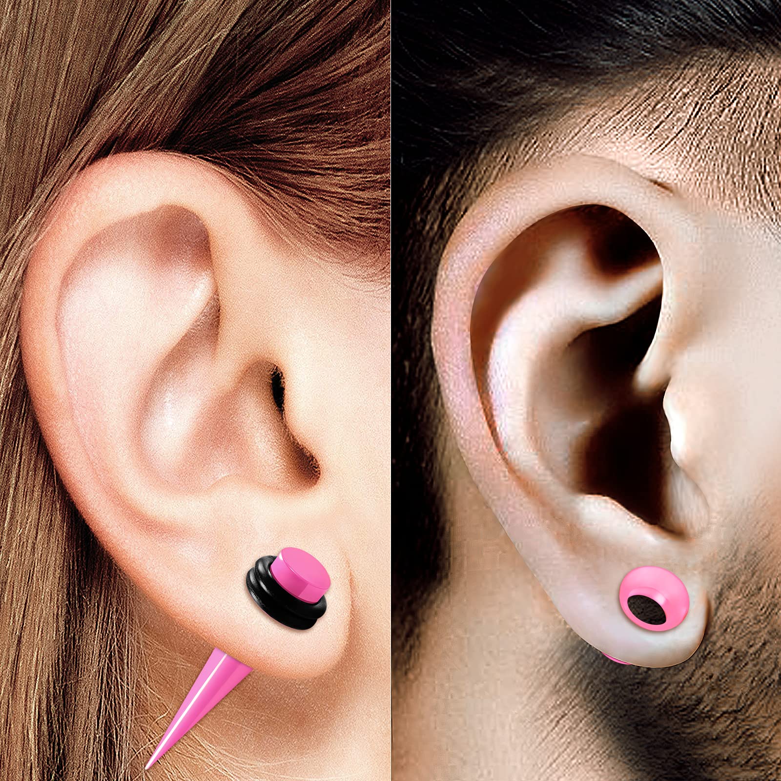 BIG GAUGES 2 Pair Red Acrylic 2g Gauge 6mm Taper Expander Silicone Double Flare Saddle flesh Tunnel Piercing Ear Stretching Plug BG12287