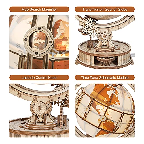 ROBOTIME 3D Puzzles for Adults, Wooden Puzzle Model Kits for Adults to Build, Unique Gift Aesthetic Desk Decor with LED Light