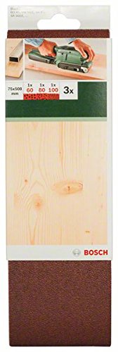 Bosch 2609256215 Sandpaper Sheets Adhesive for Sanding Machines 75 x 508 mm / 1 Sheet with Grit Size 60/1 Sheet with Grit Size 80/1 Sheet with Grit Size 100 / Red