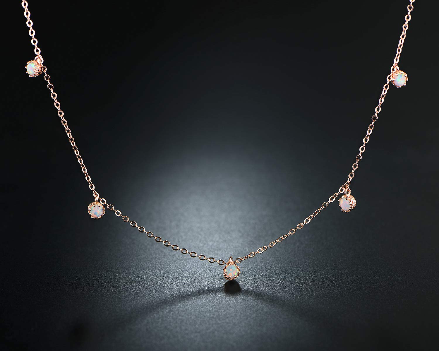 Barzel 18K Rose Gold Plated Created Fire Opal Necklace In 18 Inches with 2 Inches Extension (Rose Gold)