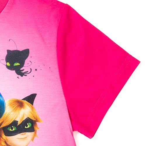 Miraculous Cat Noir Ladybug Rena Rouge Big Girls Pajama Shirt Shorts Black/Pink 14-16